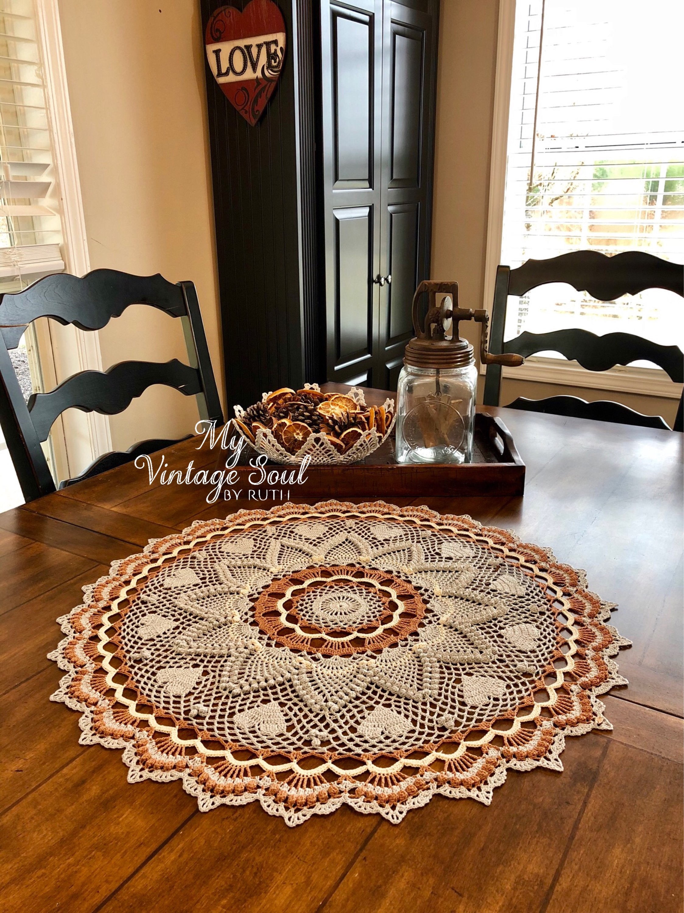 Gray Pineapple Lace Doily Heart Doily Farmhouse Decor - Etsy Australia