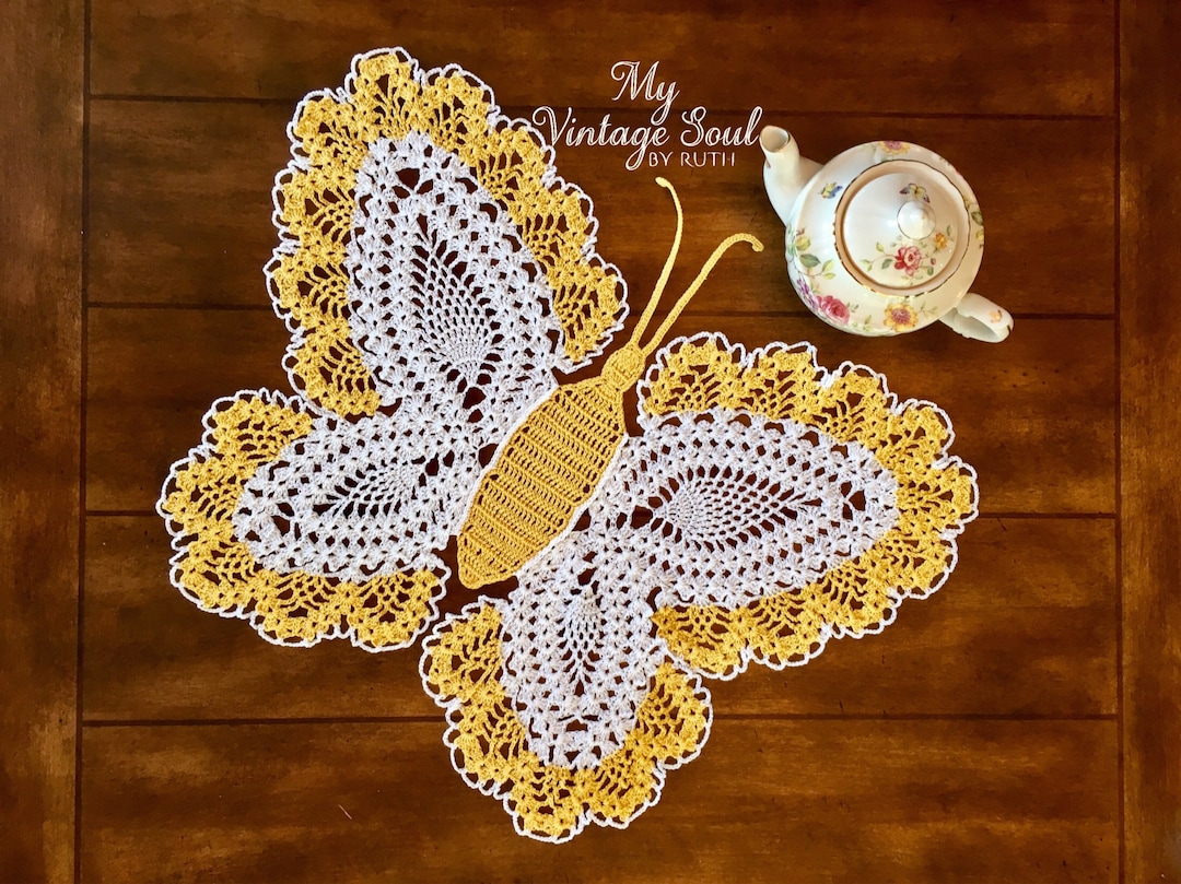 Butterfly Crochet Art | Vintage Crochet Doily | Handmade Doily ...