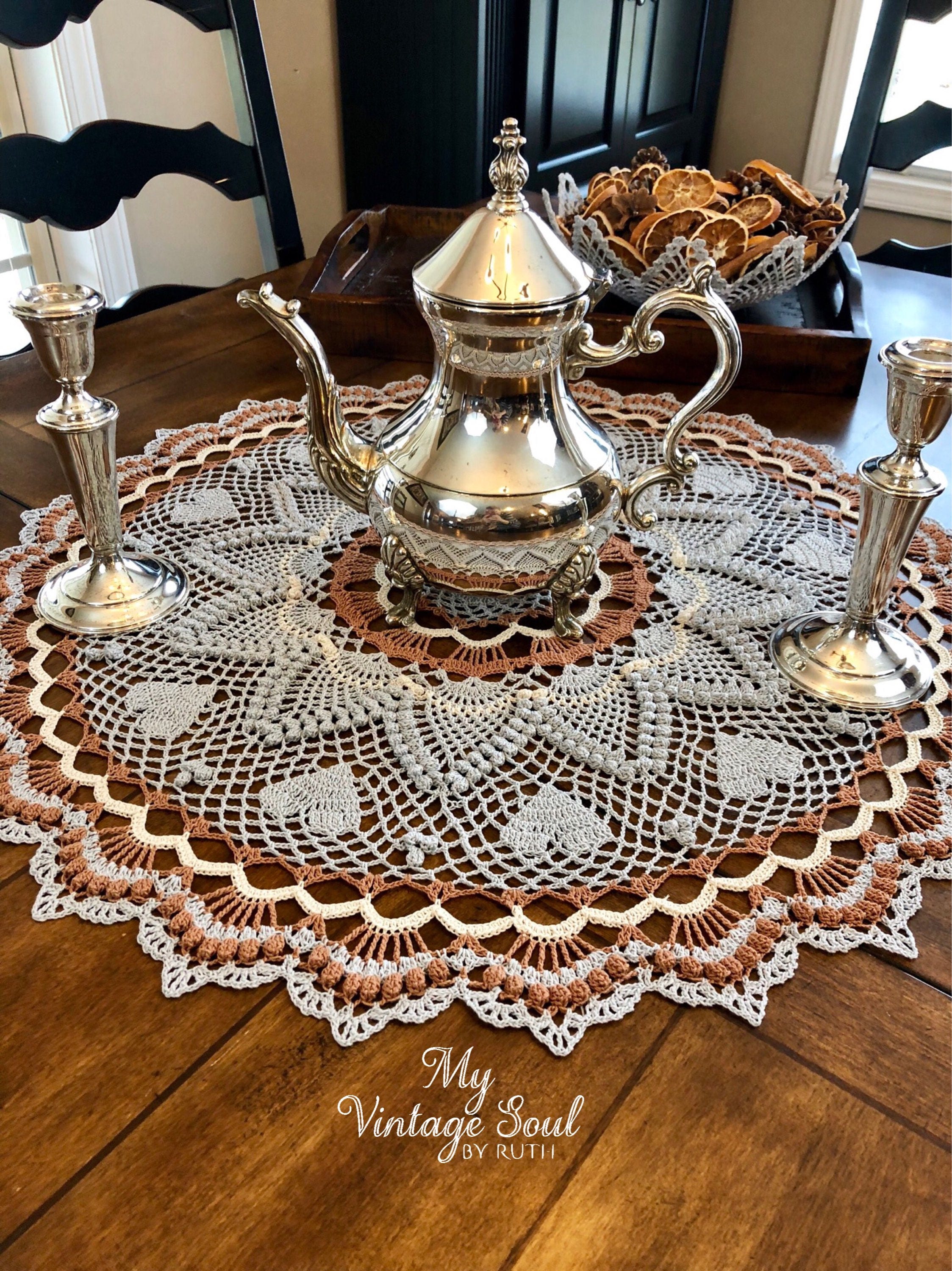 Gray Pineapple Lace Doily Heart Doily Farmhouse Decor - Etsy Australia