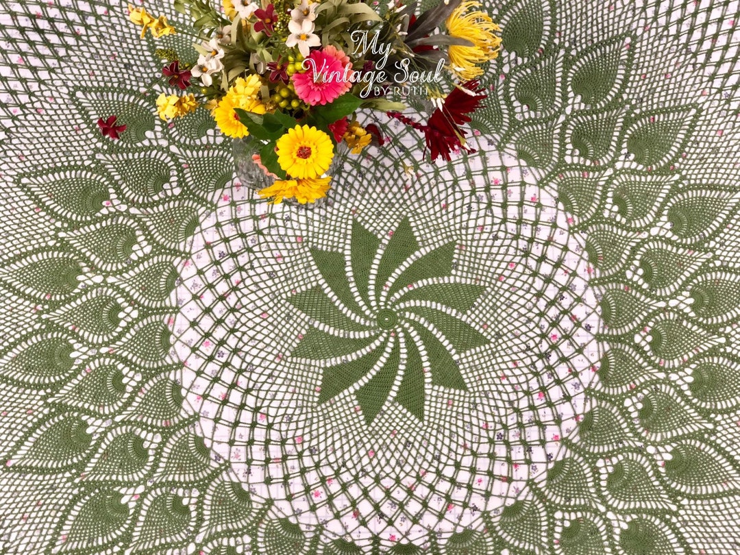 65" Crochet Tablecloth - Crochet Lace Tablecloth - Handmade Tablecloth ...