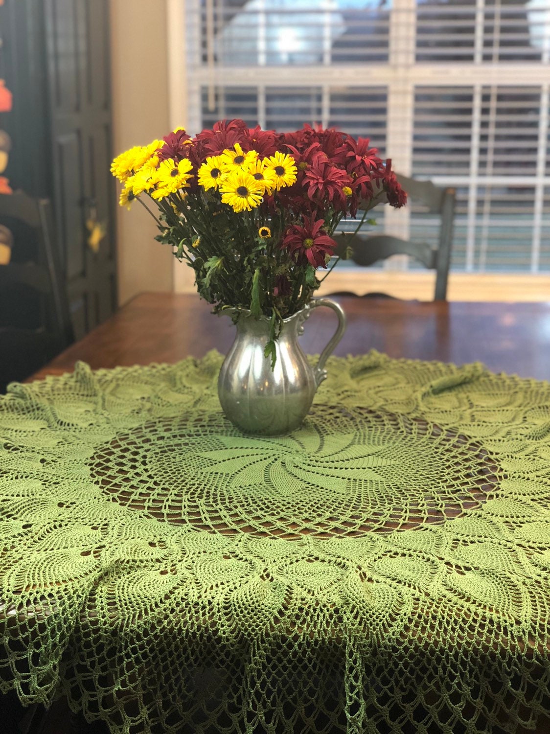 65" Crochet Tablecloth - Crochet Lace Tablecloth - Handmade Tablecloth ...