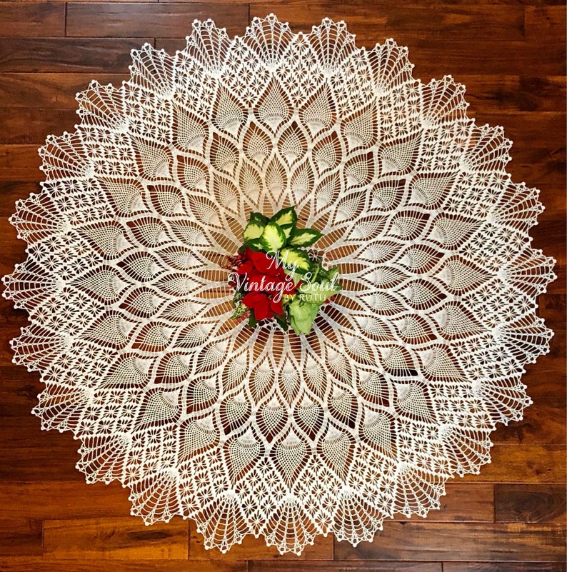 70" Crochet Tablecloth - Crochet Lace Tablecloth - Handmade Tablecloth ...