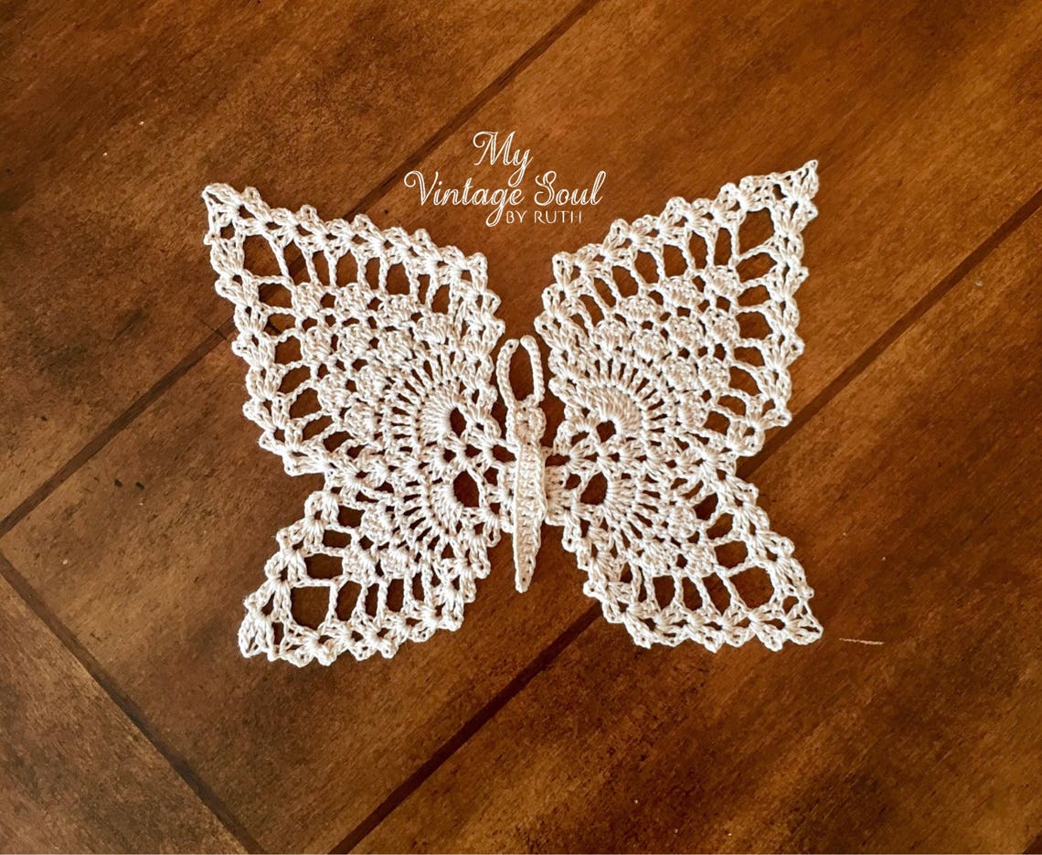 Crochet Butterfly Doily Butterfly Wall Art Lace Doily Farmhouse Decor ...