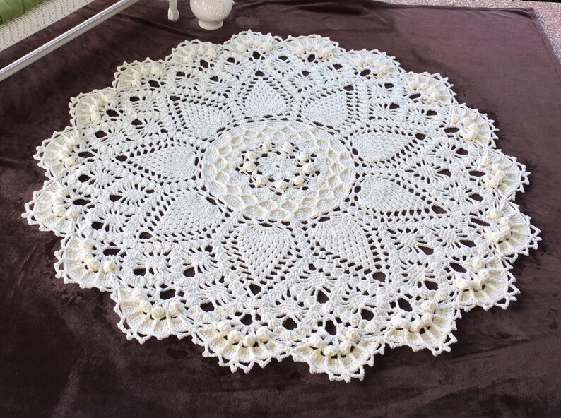 Cream Doily Rug Pineapple Doily Rug Farmhouse Decor Nursery Room Decor ...
