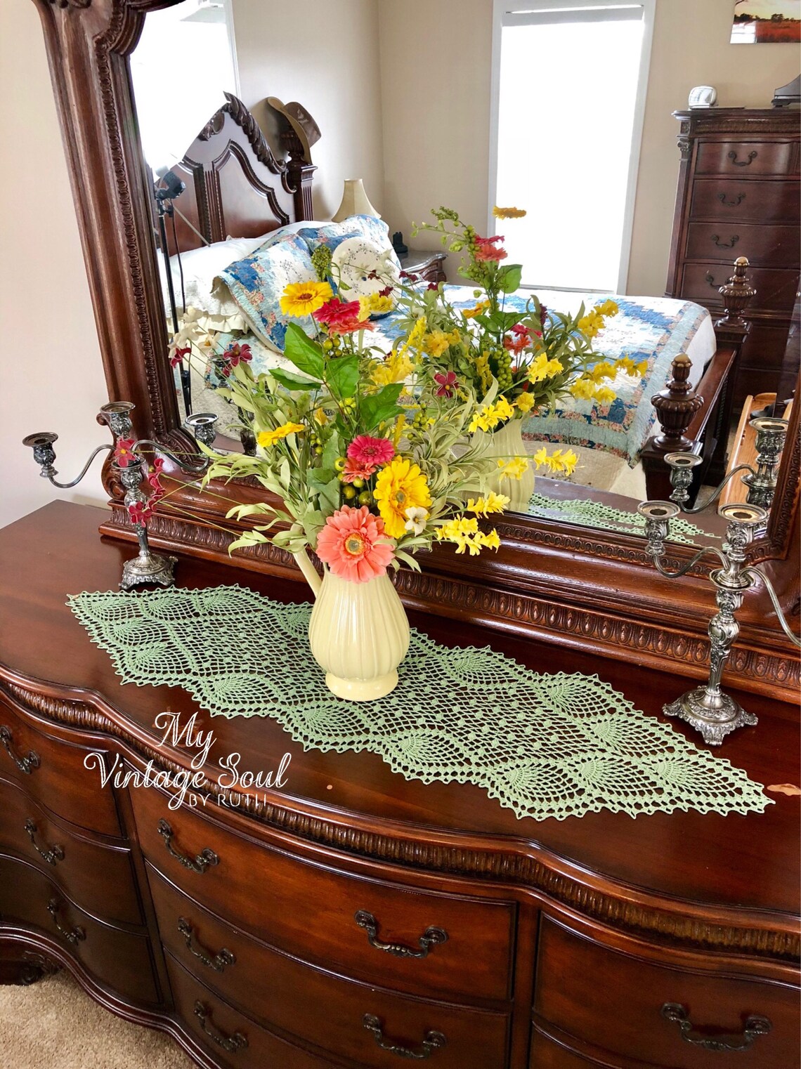 French Country Table Runner Crochet Table Runner Crochet Mantle Scarf ...
