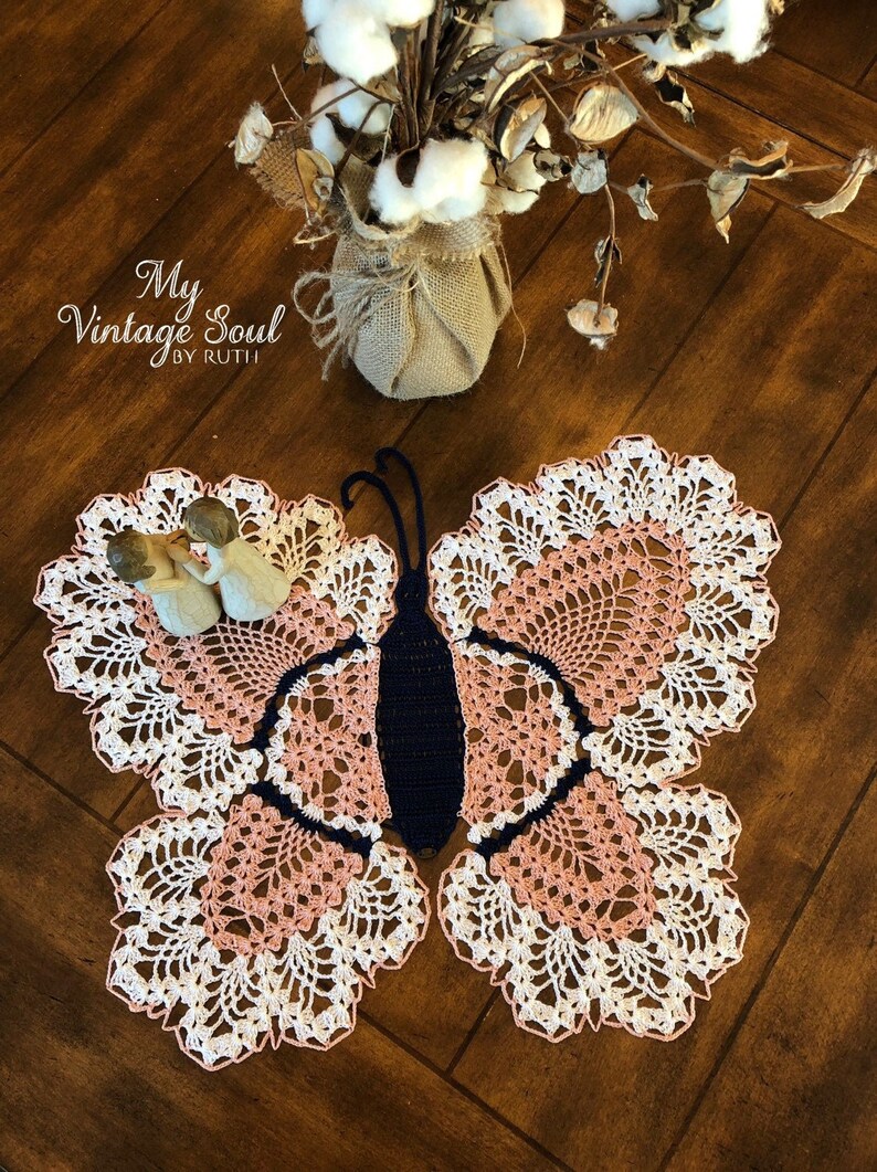 Crochet Butterfly | Butterfly Lace Doily | Butterfly Decor | Vintage ...