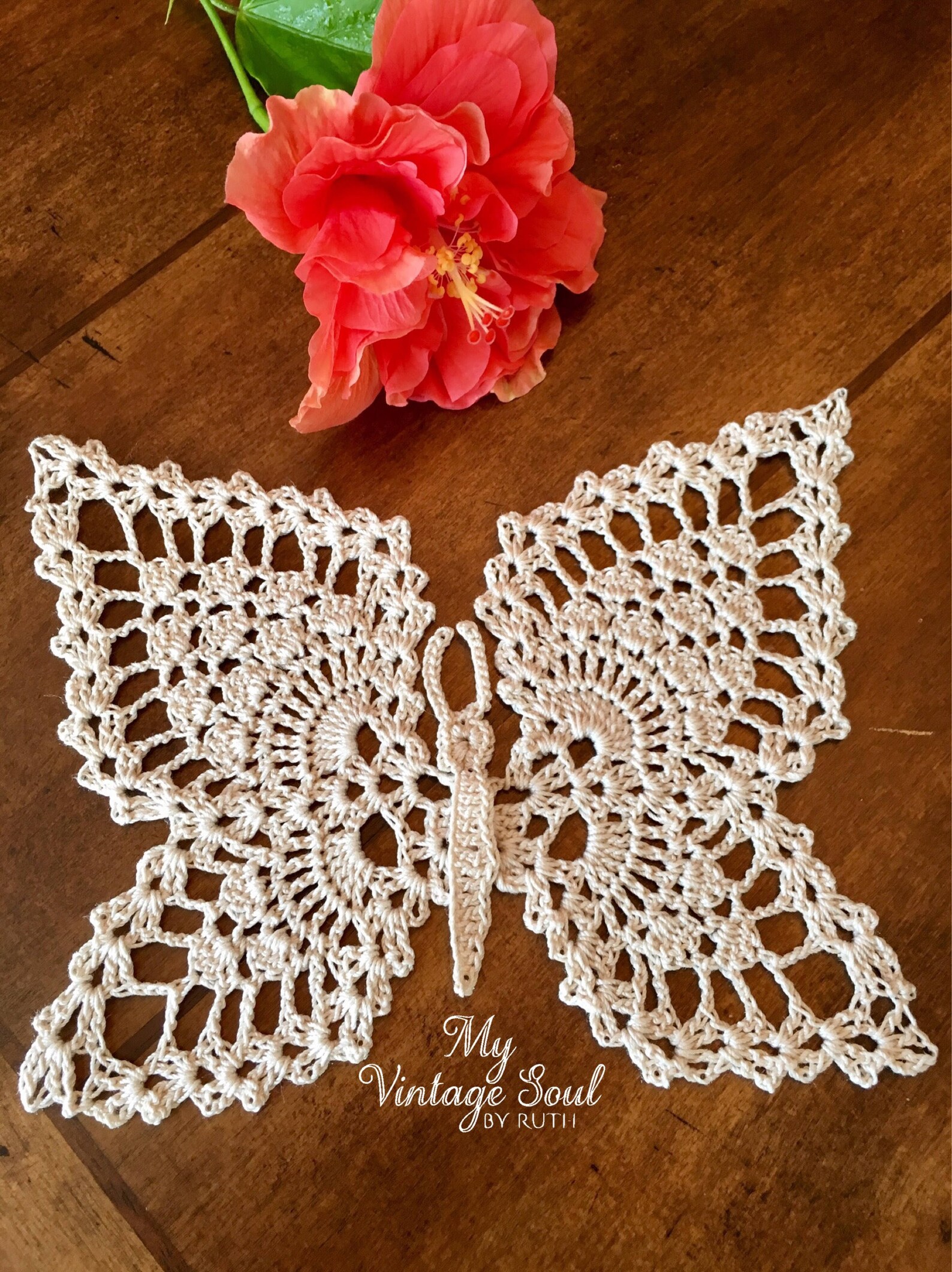 Crochet Butterfly Doily Butterfly Wall Art Lace Doily Farmhouse Decor ...