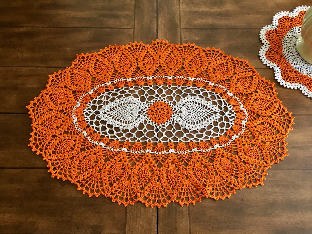 Fall Lace Doily | Pumpkin Table Doily | Pineapple Crochet Doily ...
