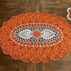 Fall Lace Doily | Pumpkin Table Doily | Pineapple Crochet Doily ...
