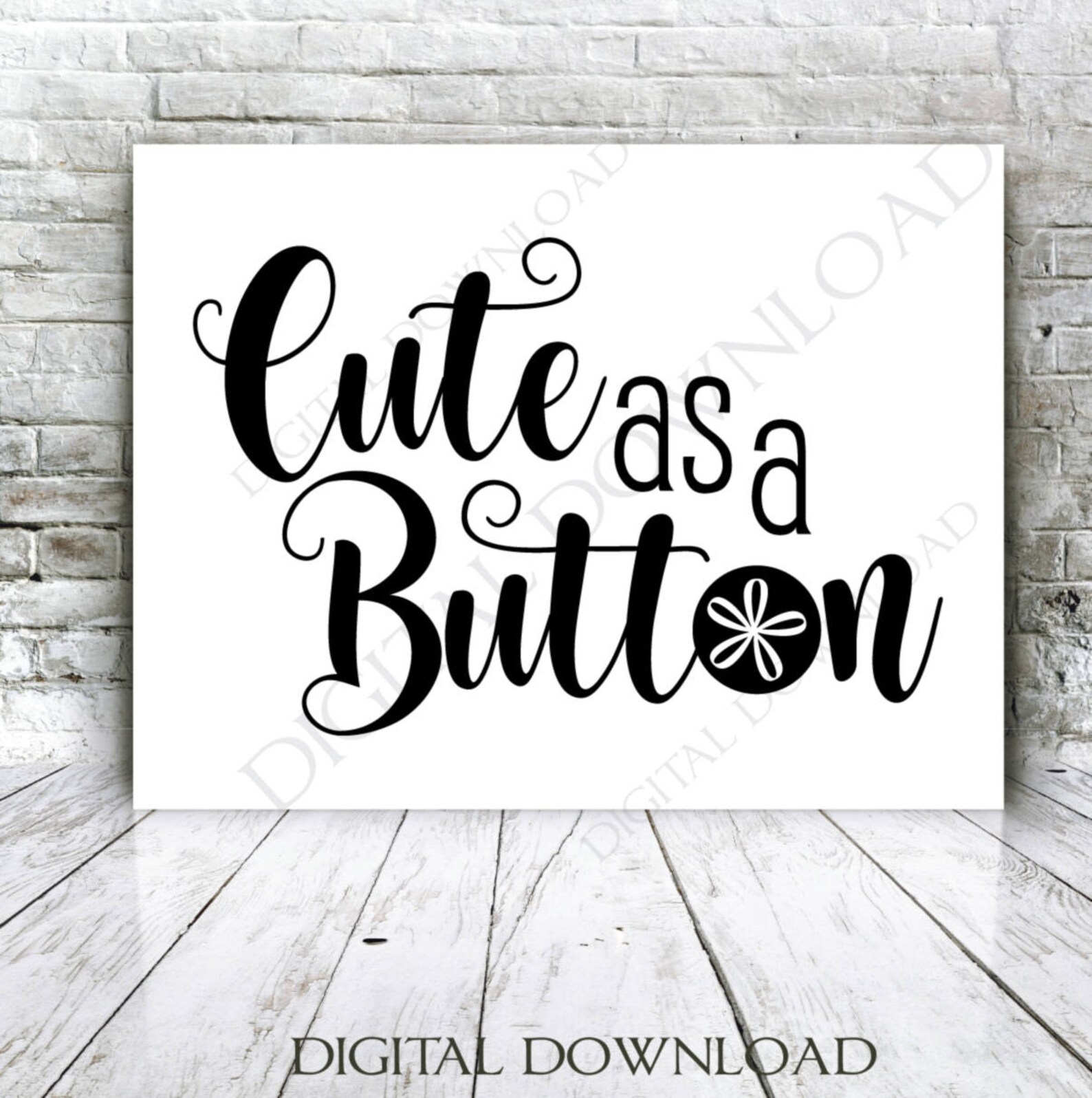 Cute as a Button Quote Vector Download Digital File Vinyl - Etsy