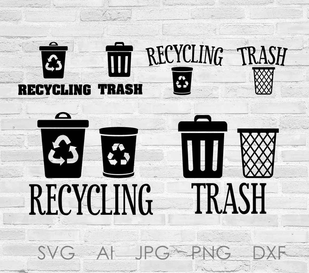 Trash and Recycling Labels to Print Craft Silhouette Stencil - Etsy
