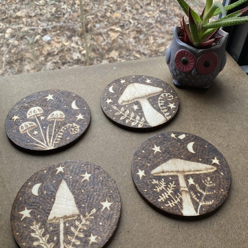 Wood Burned Coasters - Etsy