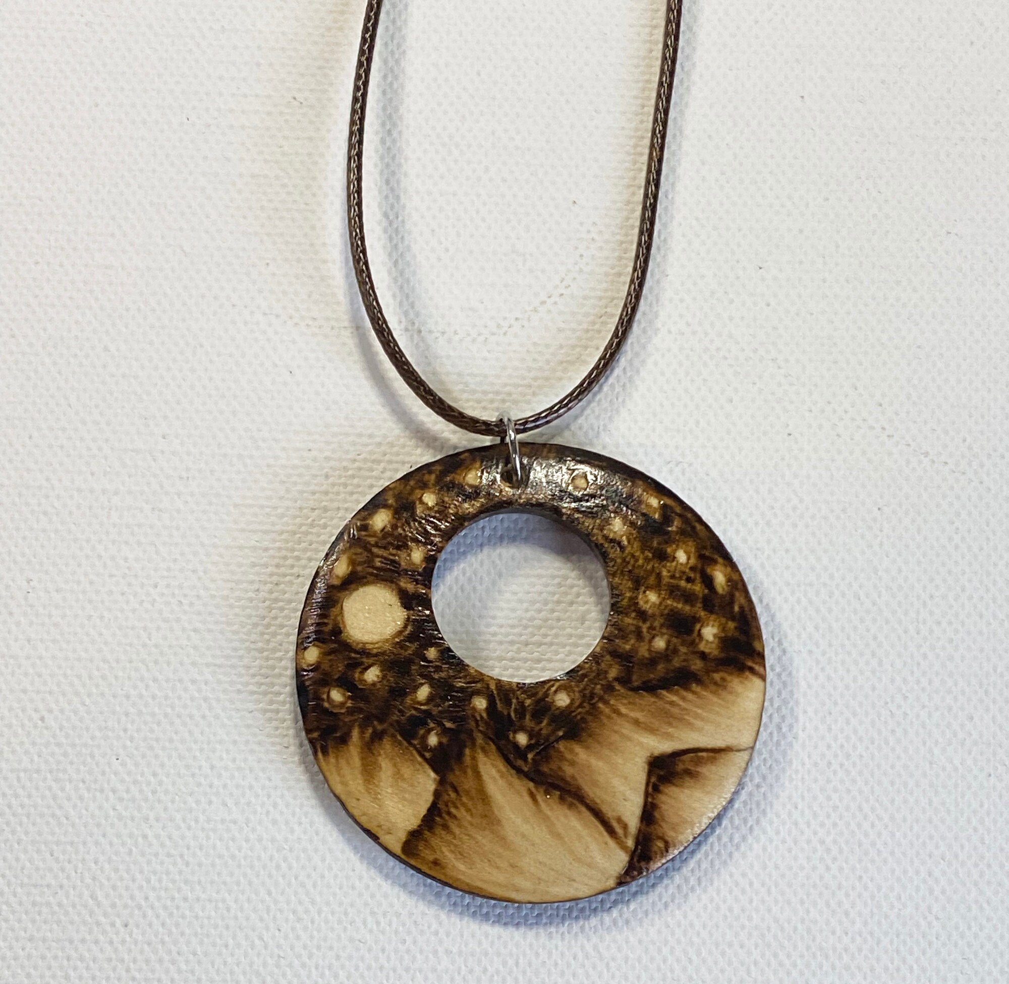 Pyrography Round Wood Pendant Nature Inspired Jewelry - Etsy