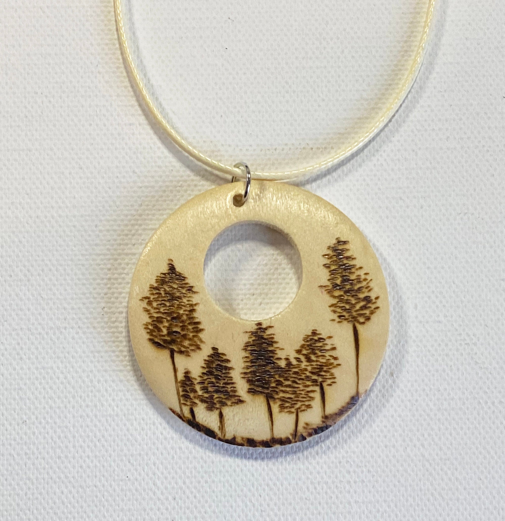 Pyrography Round Wood Pendant Nature Inspired Jewelry - Etsy