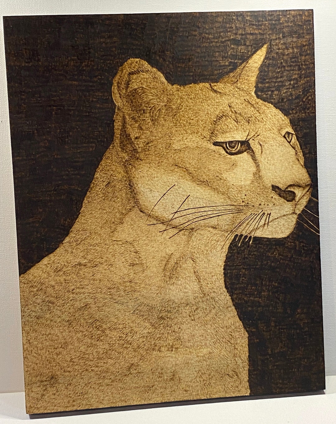 Mountain Lion Pyrography Wild Cat Wood Burning Animal Art - Etsy
