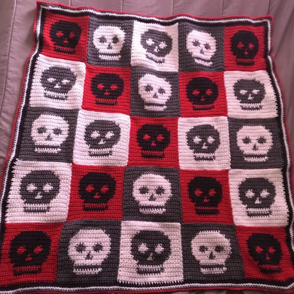 Skull Crochet Blanket Pattern - Etsy