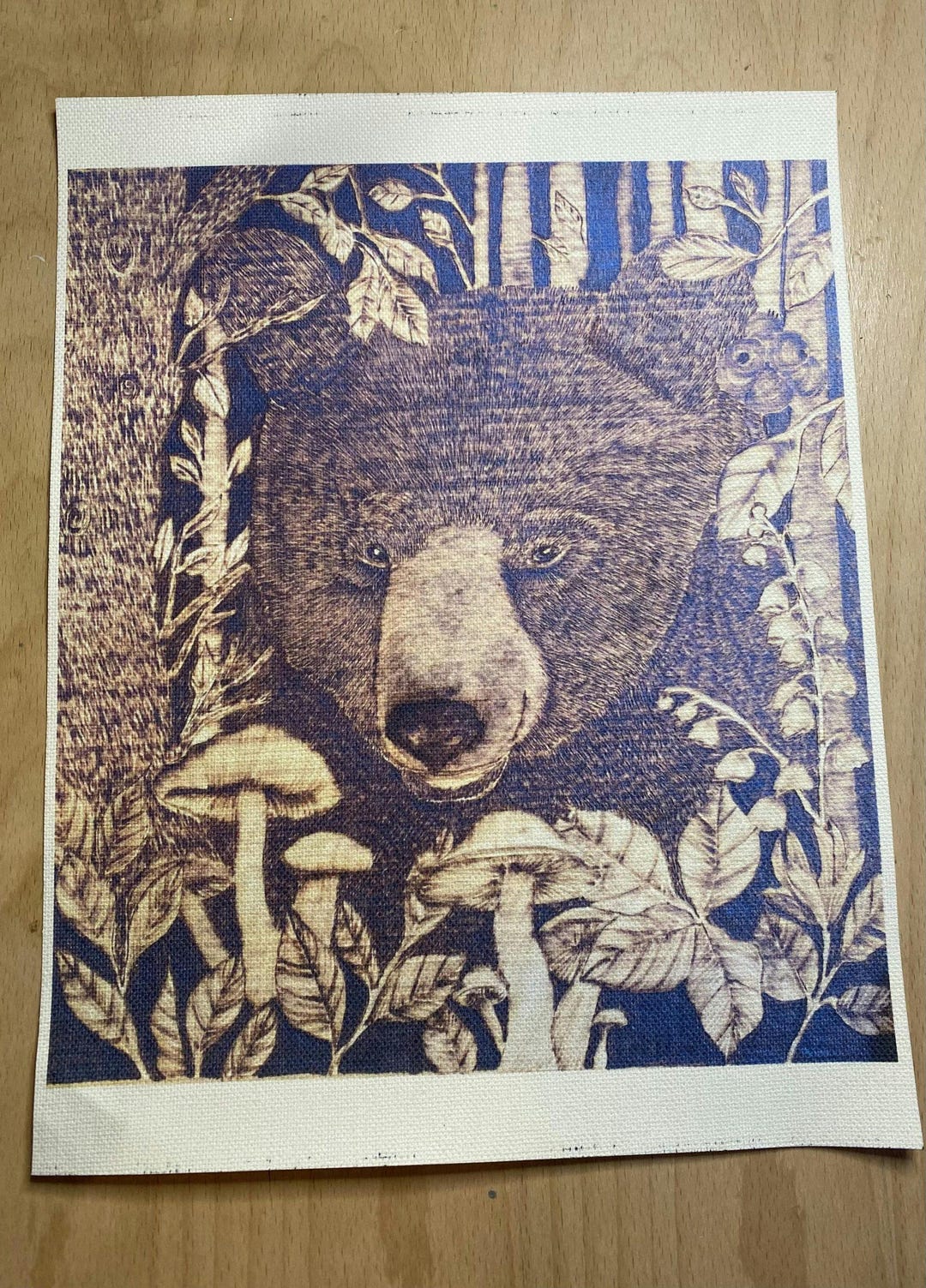 Black Bear Pyrography Print Handmade Art, Wildlife Decor, Nature Wall ...
