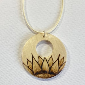 Pyrography Round Wood Pendant Nature Inspired Jewelry Wood-burned ...