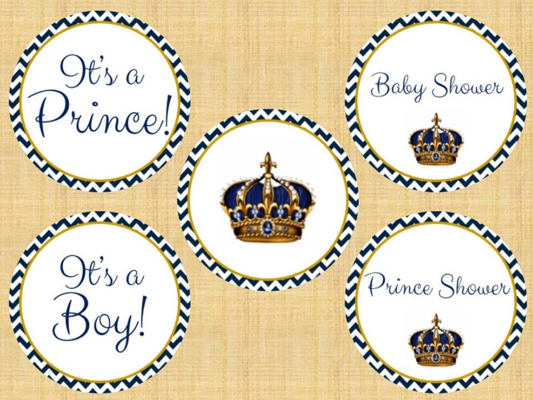 Prince Baby Shower Labels, Stickers, Cake Topper - Etsy