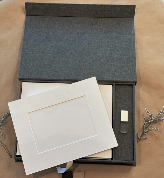 8x10 Linen Photo Box Dark Grey | Etsy
