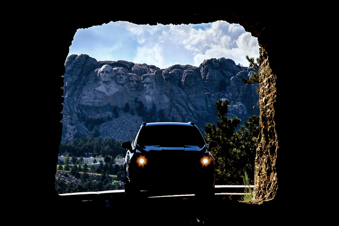 South Dakota Black Hills Doane Robinson Tunnel View of Mount Rushmore ...