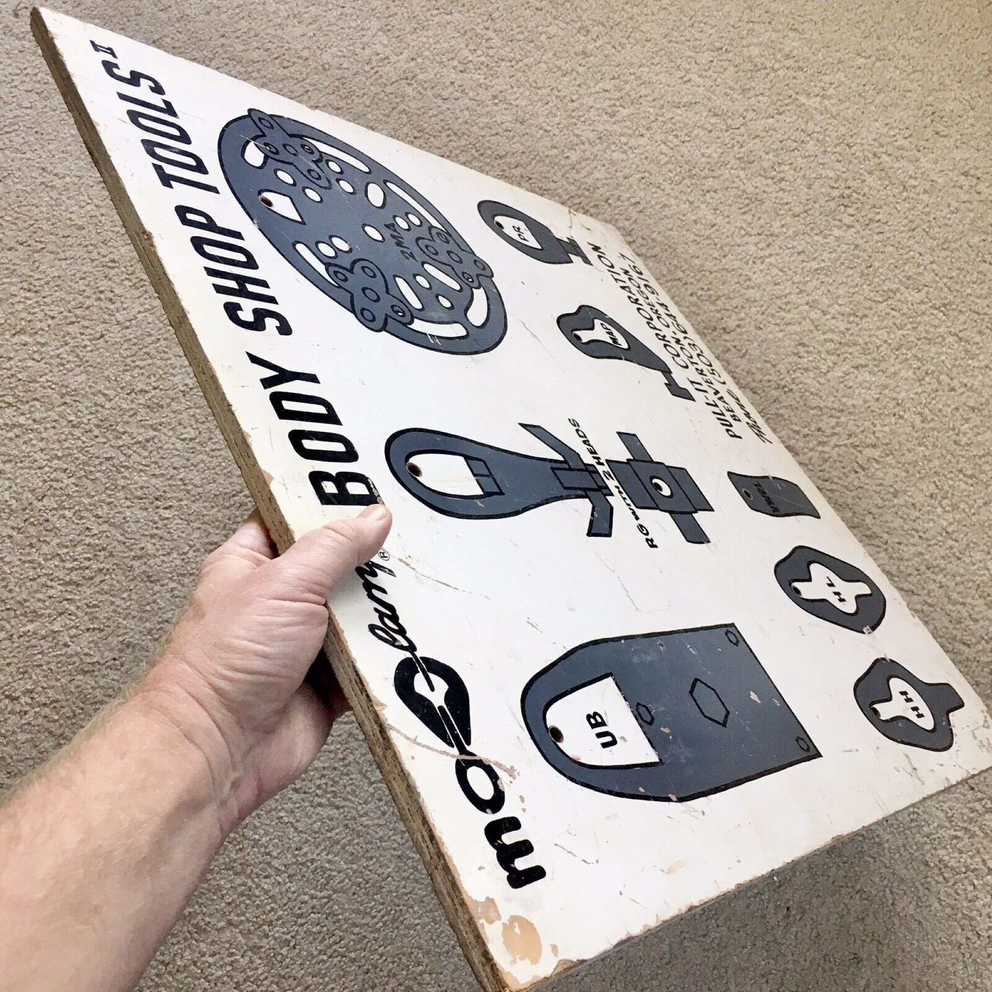 Vintage MO-CLAMP Body Shop Tools No. 2 Wood Tool Board Sign 24 X 24 ...