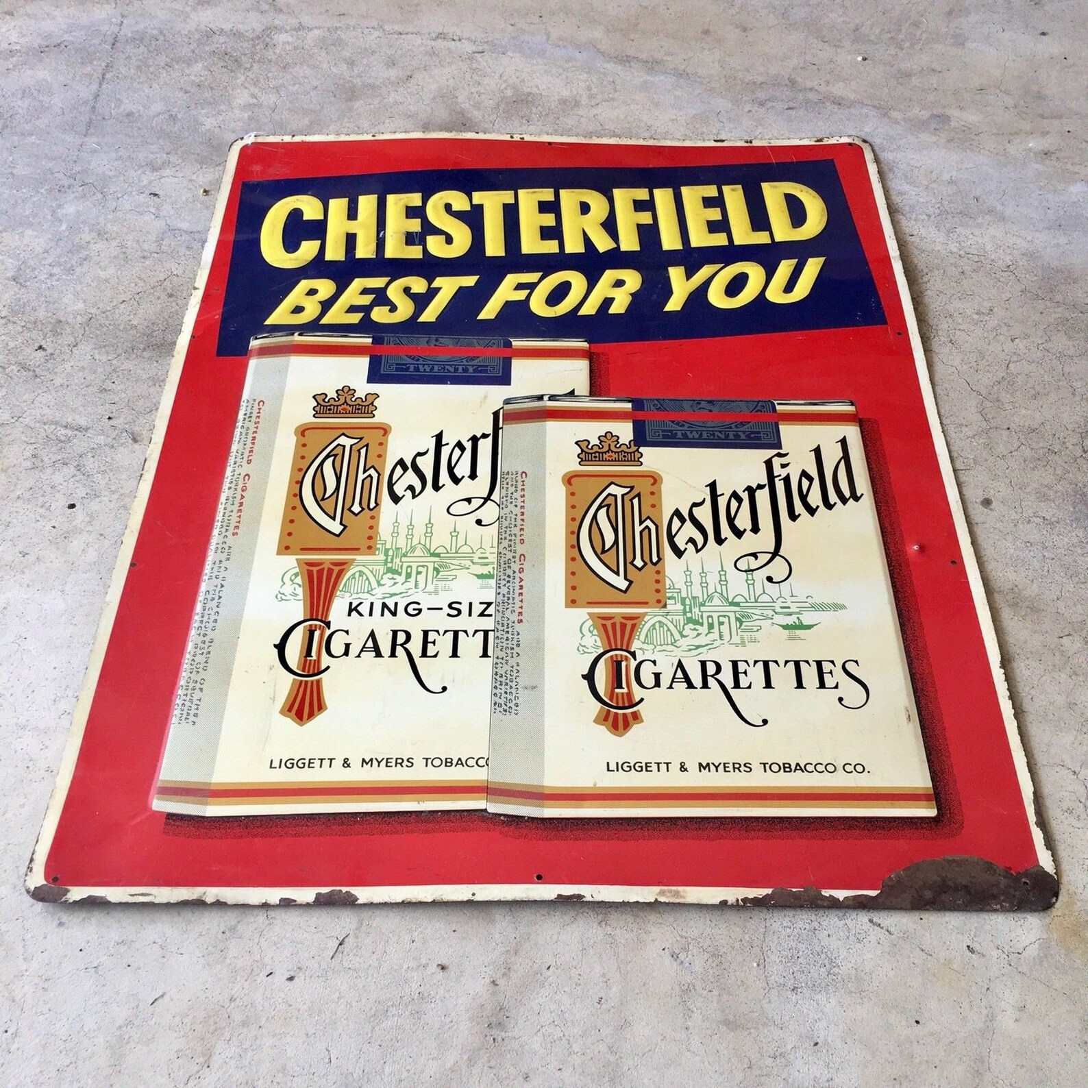 Vintage 1950s Chesterfield Cigarettes Metal Sign 29” X 23” - ORIGINAL ...