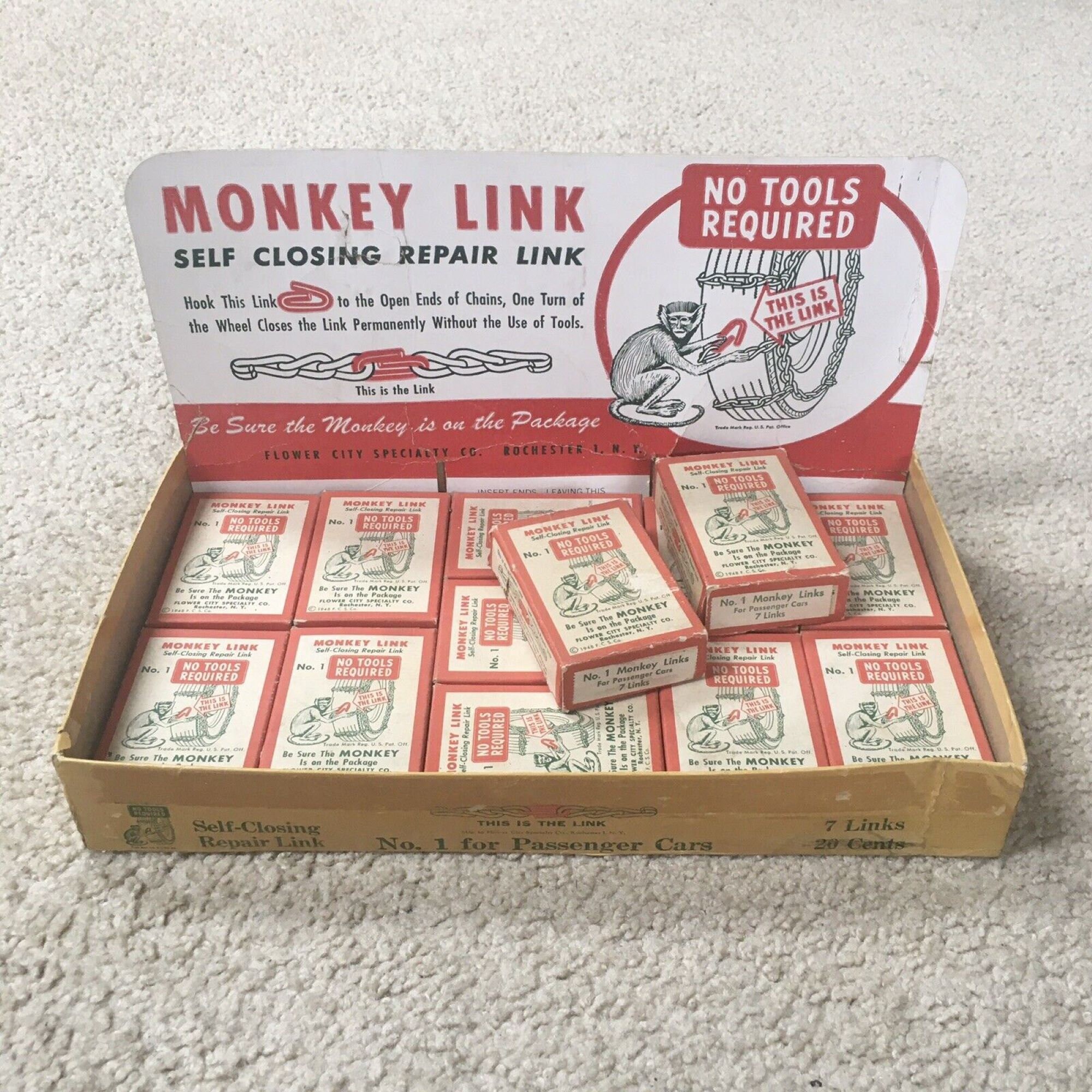 Vintage MONKEY LINK Store Display With 12 Full Boxes Rochester NY Very ...
