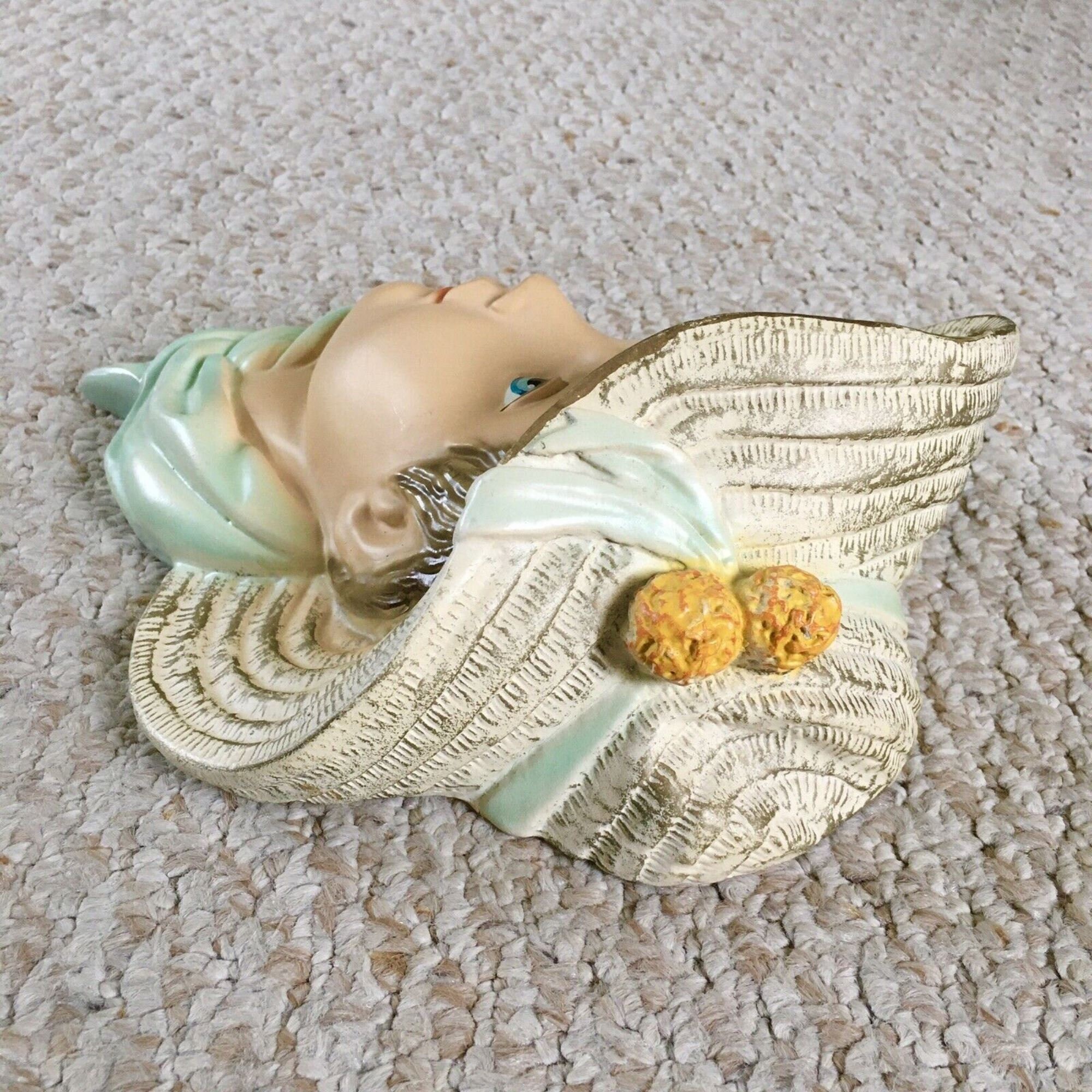 Set of 2 Vintage Plaster Chalkware Boy and Girl in Straw Hats - Wall ...