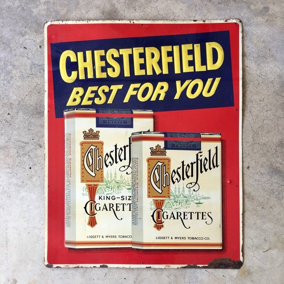 Vintage 1950s Chesterfield Cigarettes Metal Sign 29 X 23 | Etsy