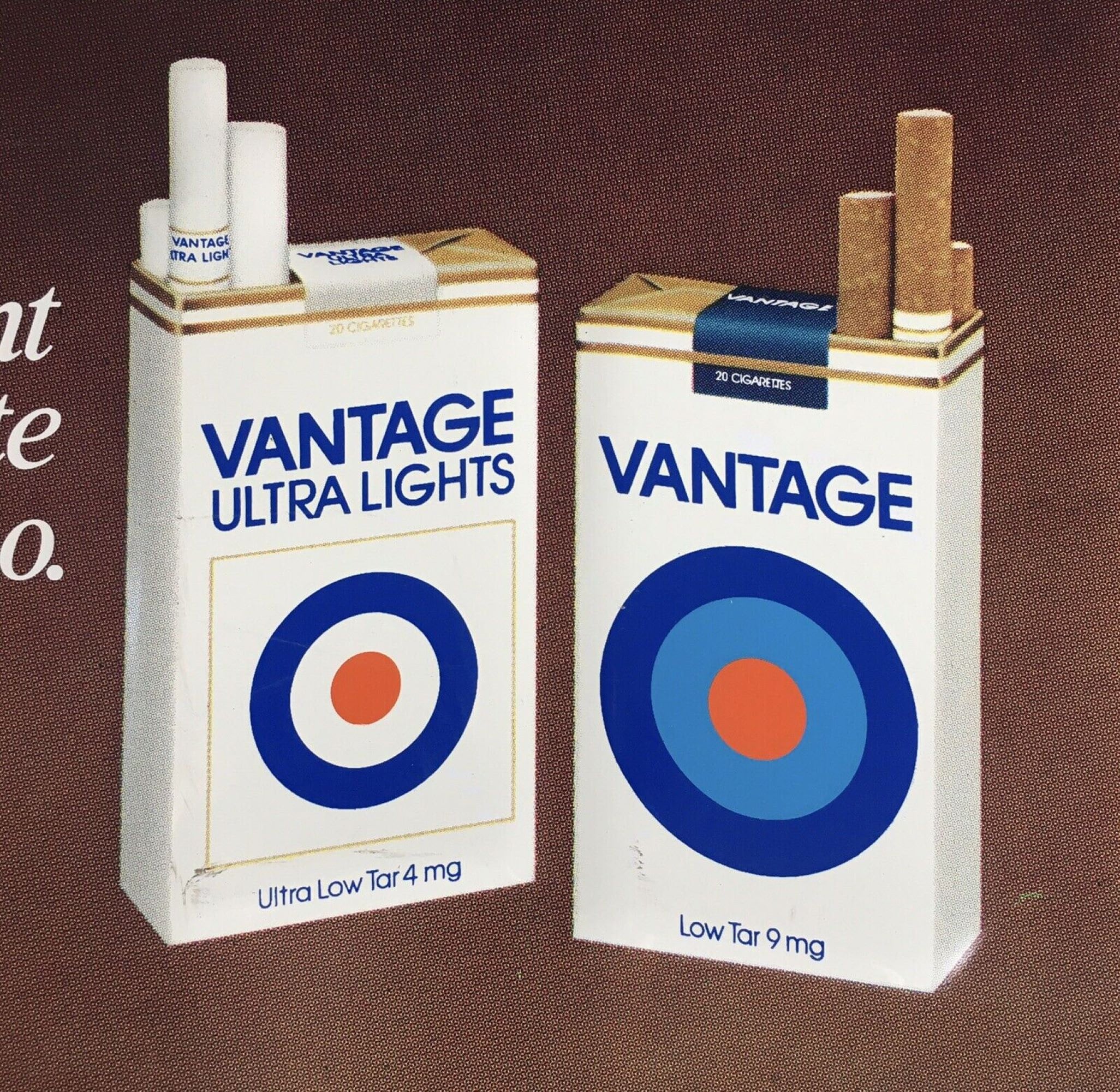 Vintage 1981 VANTAGE CIGARETTES Metal Sign 21.5 X 17.5 RJ Reynolds ...