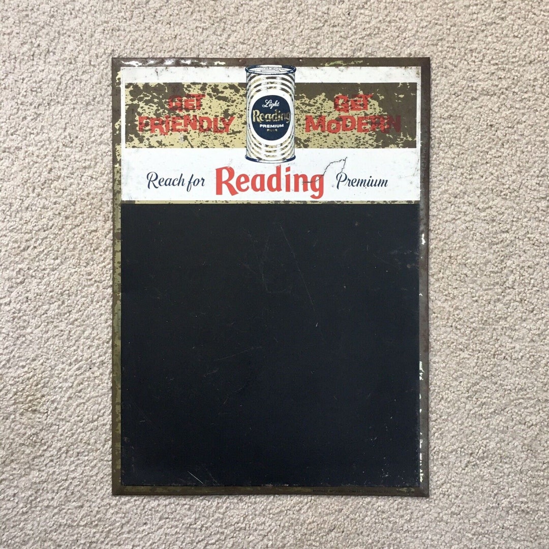 Vintage 1950s READING PREMIUM LIGHT Beer Chalkboard Sign 22 X 16 ...