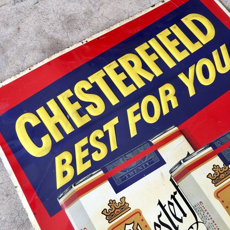 Vintage 1950s Chesterfield Cigarettes Metal Sign 29” X 23” - ORIGINAL ...