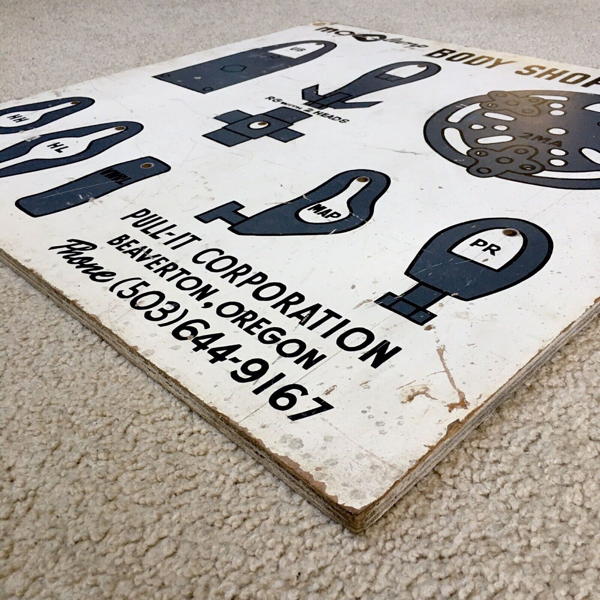 Vintage MO-CLAMP Body Shop Tools No. 2 Wood Tool Board Sign 24 X 24 ...