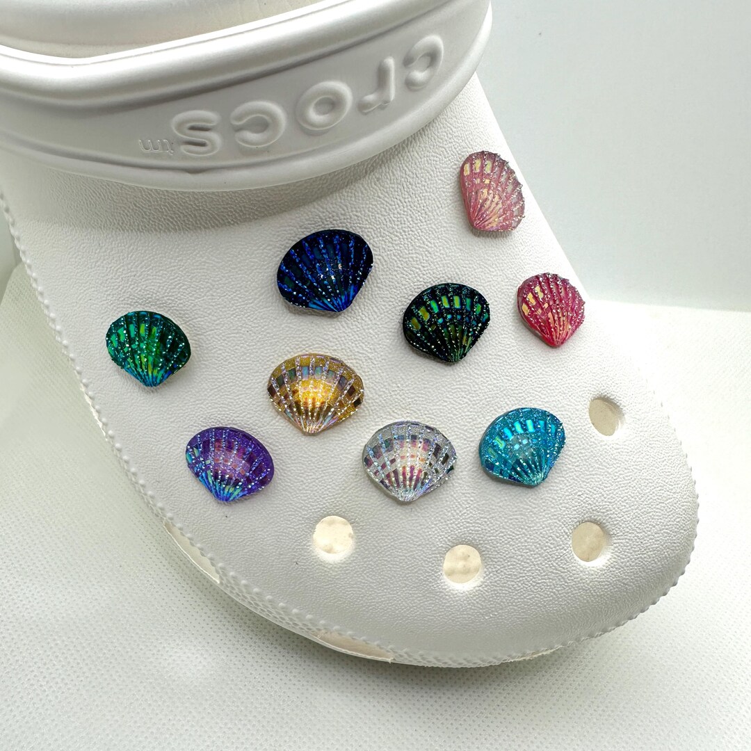 Shell Croc Charms Glitter Seashell Shoe Charm Purple Shell Charm Green ...