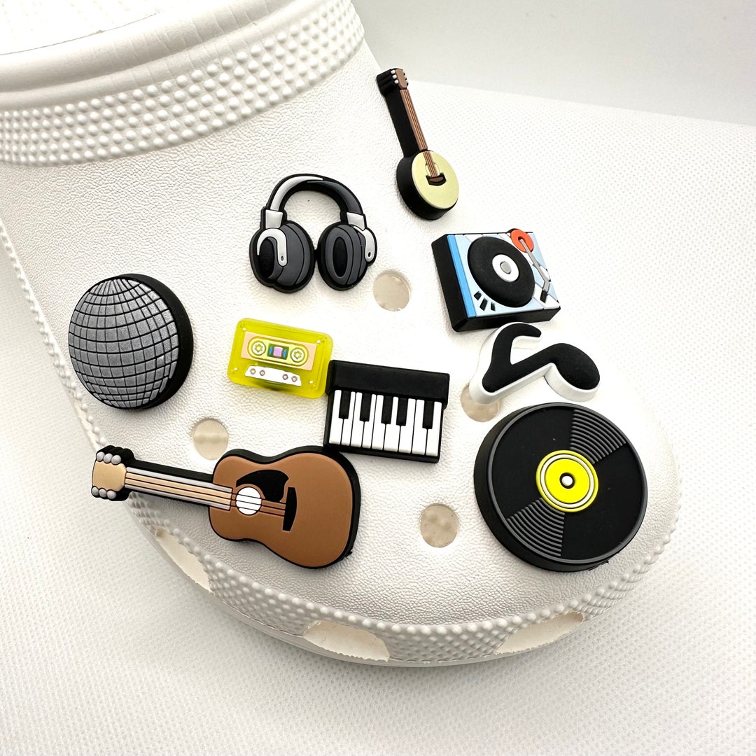 Guitar Croc Charm Record Player Croc Charm Headphone Jibbits Music Shoe ...