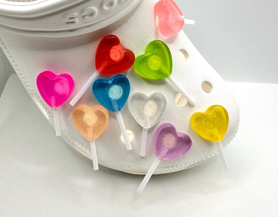 Lollipop Shoe Charms | Heart Lollipop | Candy Shoe Charms | Realistic ...