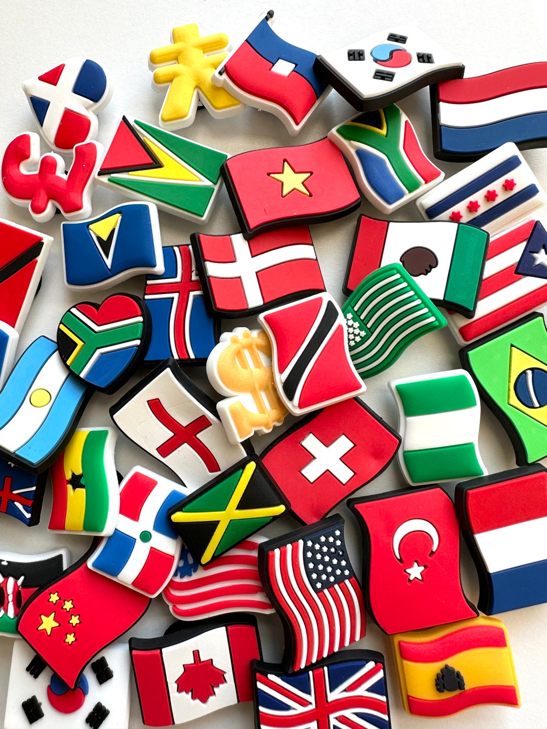 Assorted National Flag and Currency Shoe Charms | Brazil | Japan ...