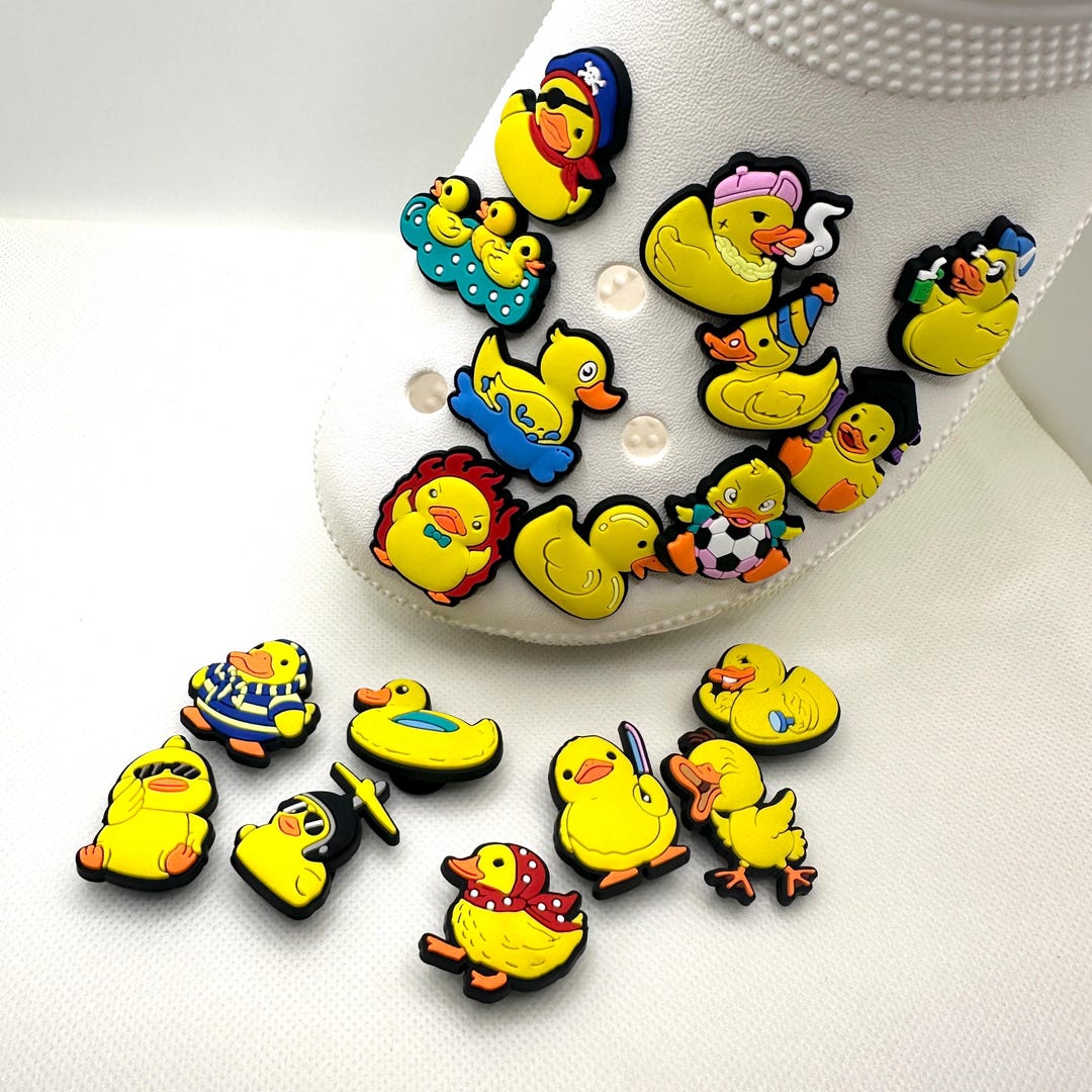 Yellow Duck Shoe Charms | Funny Duck Charm | Rubber Ducky Charm | White ...