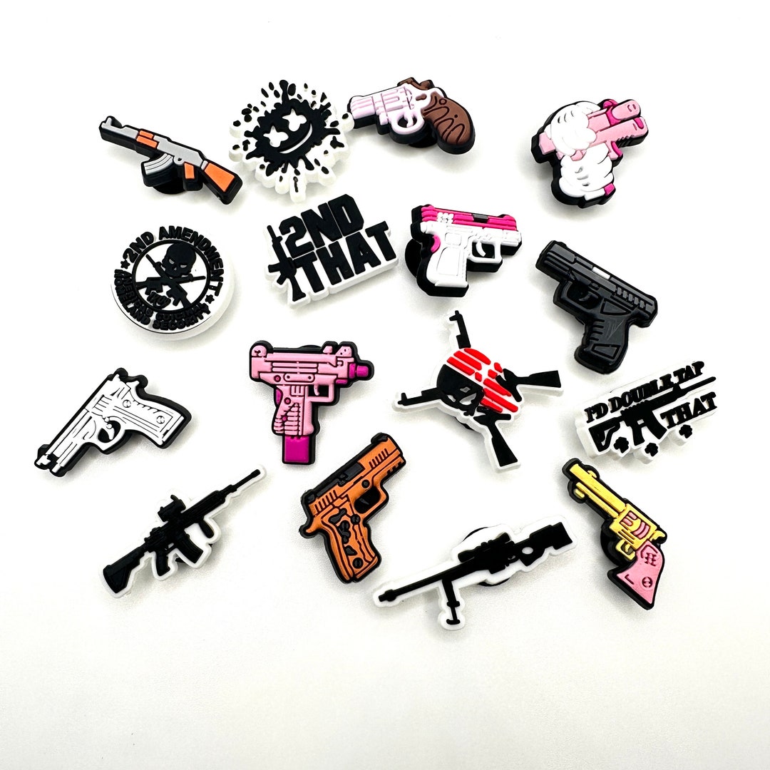 Pistol Croc Charms Gun Shaped Charms Pink Firearm Croc Charm Rifle Croc ...