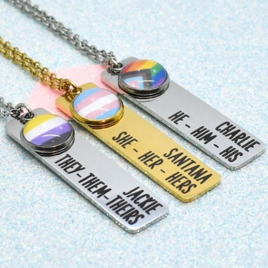 LGBT Identity Pronoun Necklace, Transgender, Gender Queer, Non Binary ...