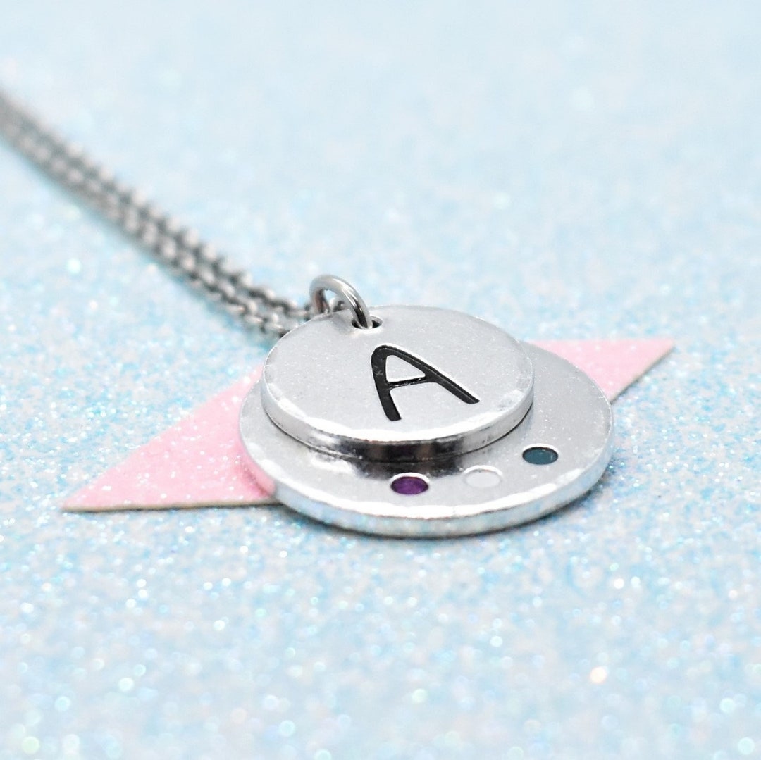 Discus Gender Queer Pride Necklace With Personalised Letter - Gender ...
