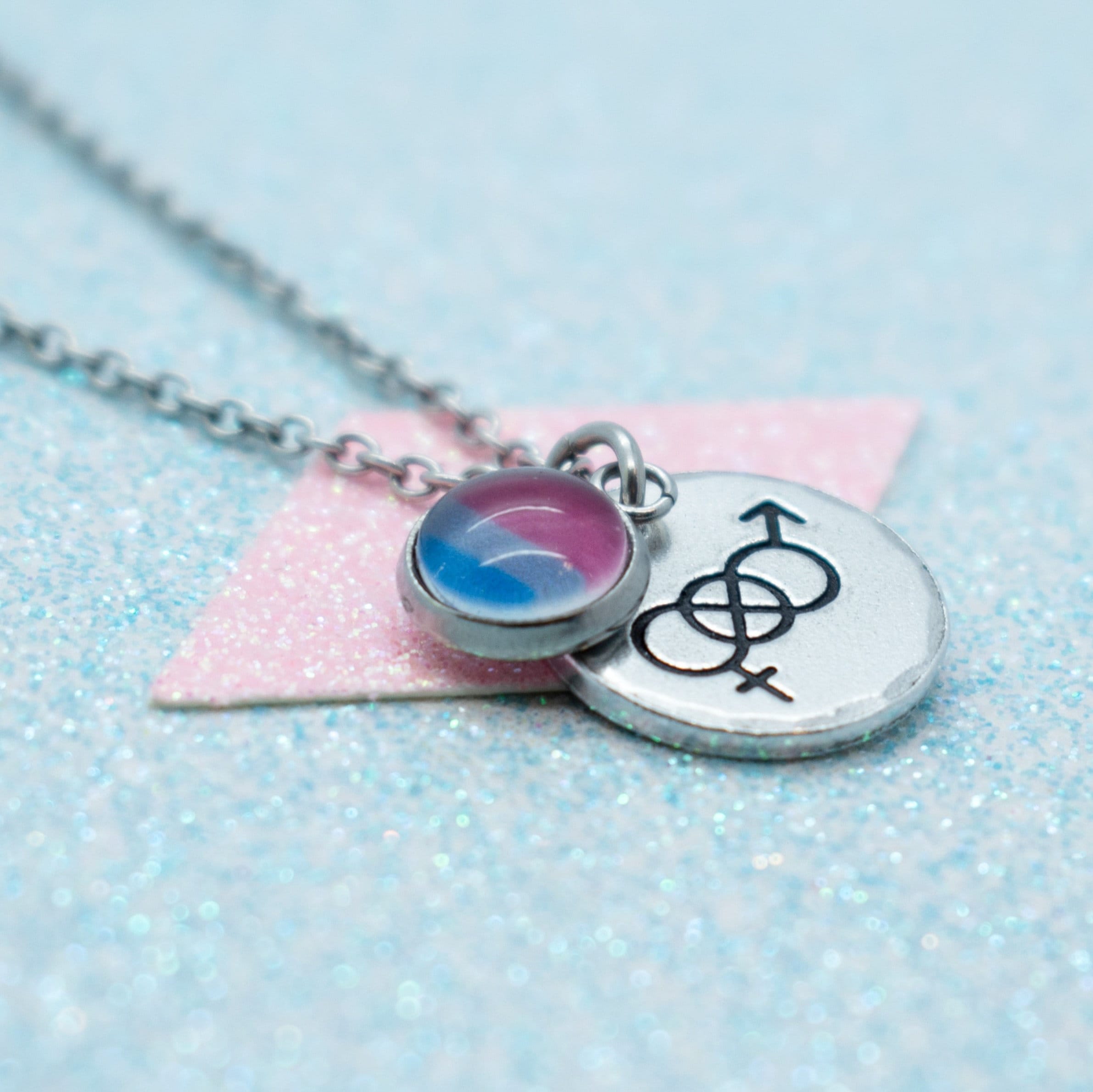Symbolic Bisexual Pendant Necklace Proud Symbolic LGBT Gay | Etsy
