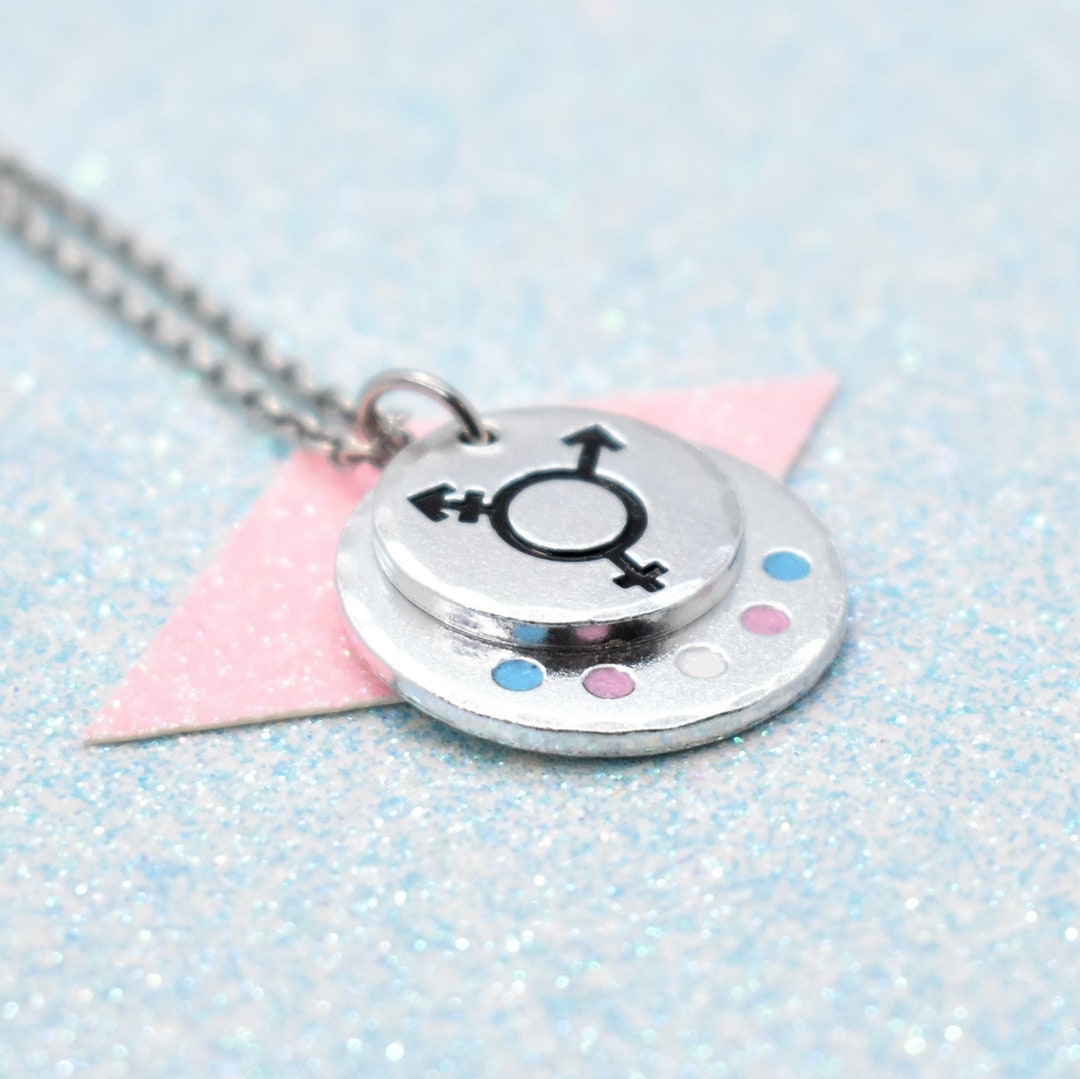 Discus Transgender Pride Necklace - Transgender Jewellery, LGBTQ Gay ...
