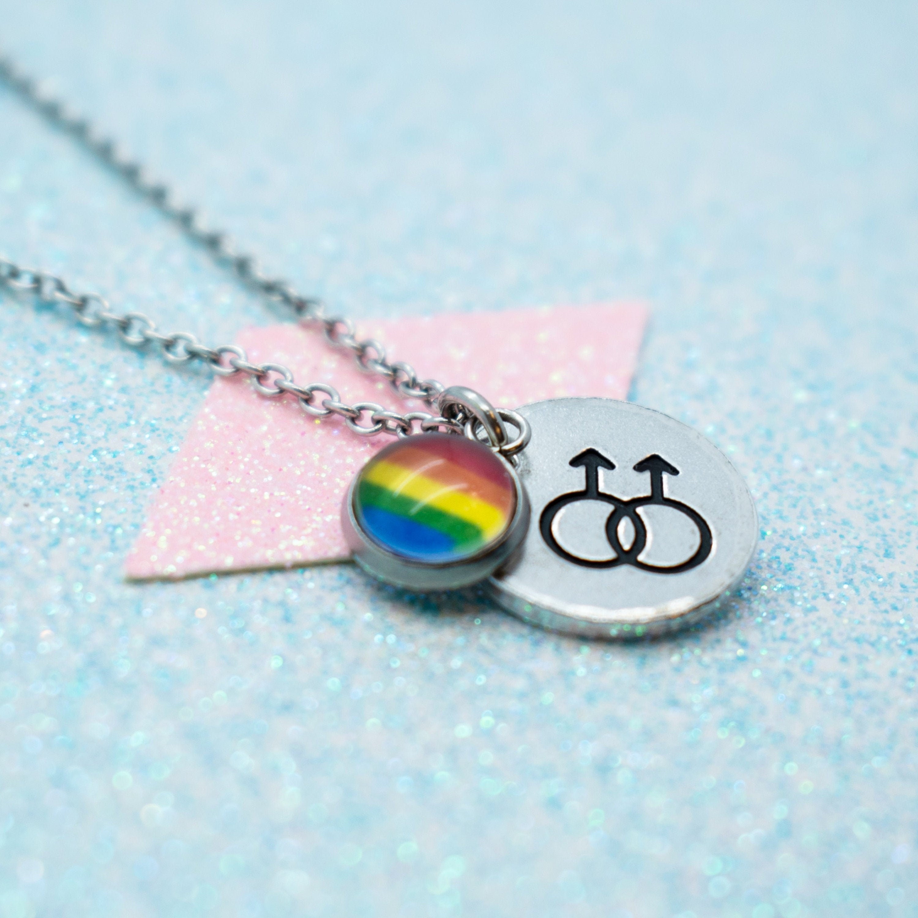 Symbolic Gay Pride Necklace LGBT Necklace Male Love Mars | Etsy