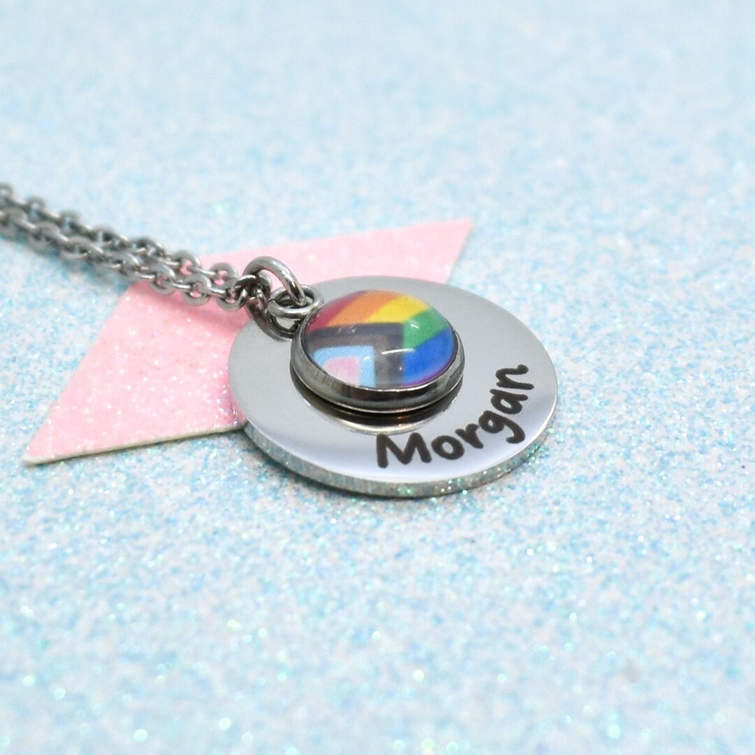 Signature Gay Pride Necklace, Personalise With a Name, Perfect for ...