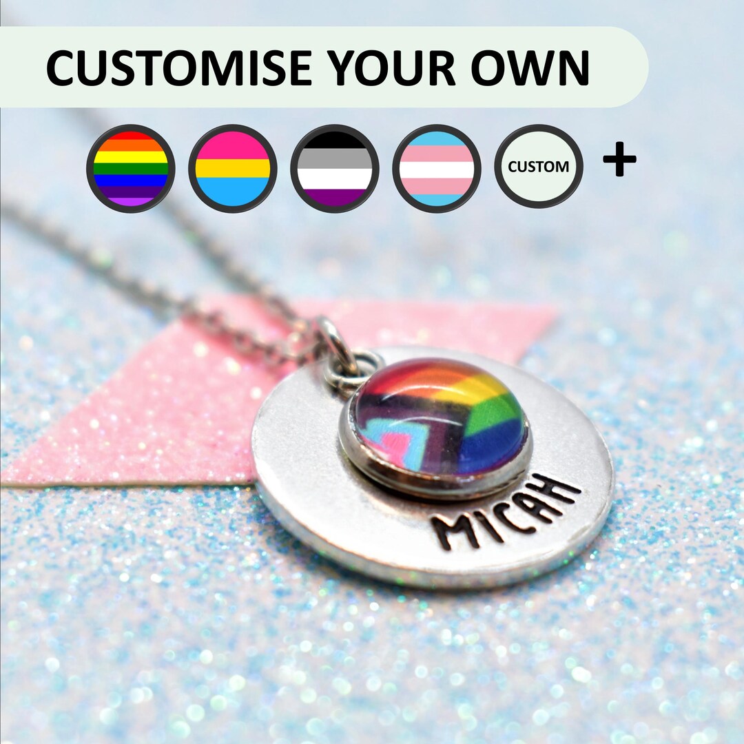 Personalised Custom Pride Flag Necklace: LGBTQ+ Jewellery - Etsy