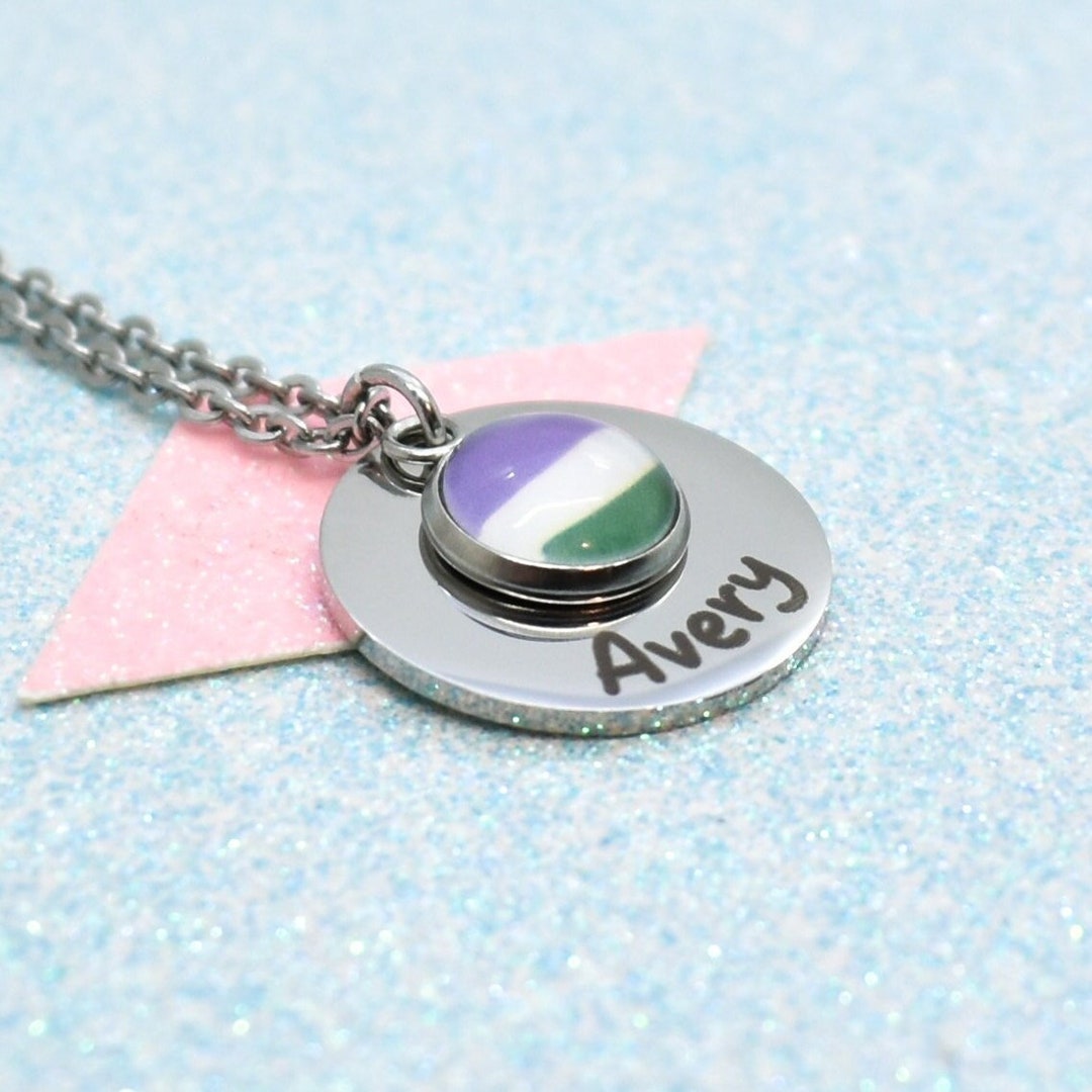 Signature Gender Queer Necklace, Personalised Pride Jewellery, LGBTQ ...