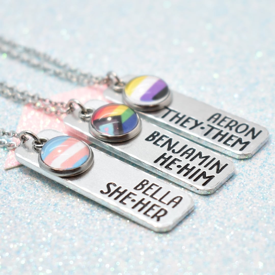 LGBT Identity Pronoun Necklace Transgender Gender Queer Non - Etsy
