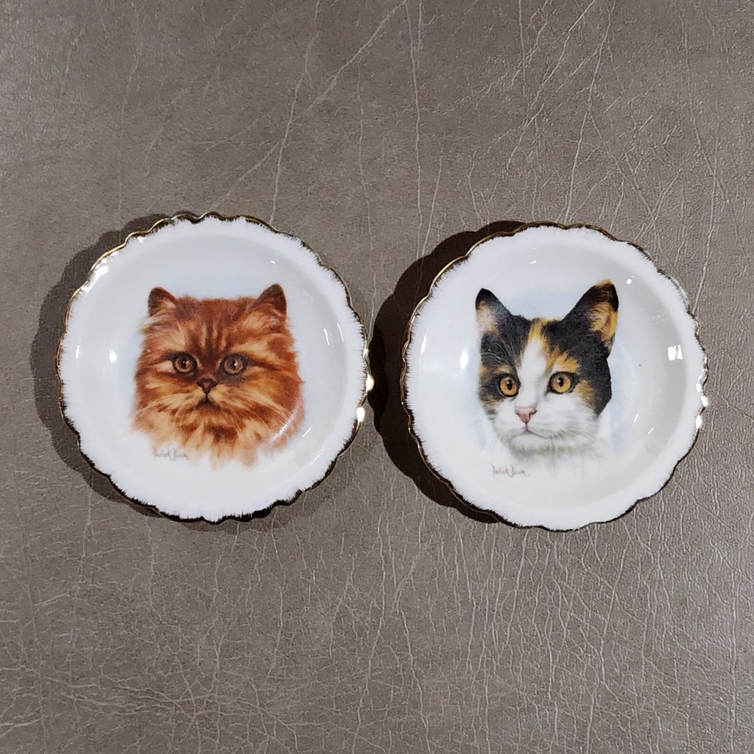 Artist Derick Bown Cat Plates Persian Calico Small 3 3/8" Diameter - Etsy